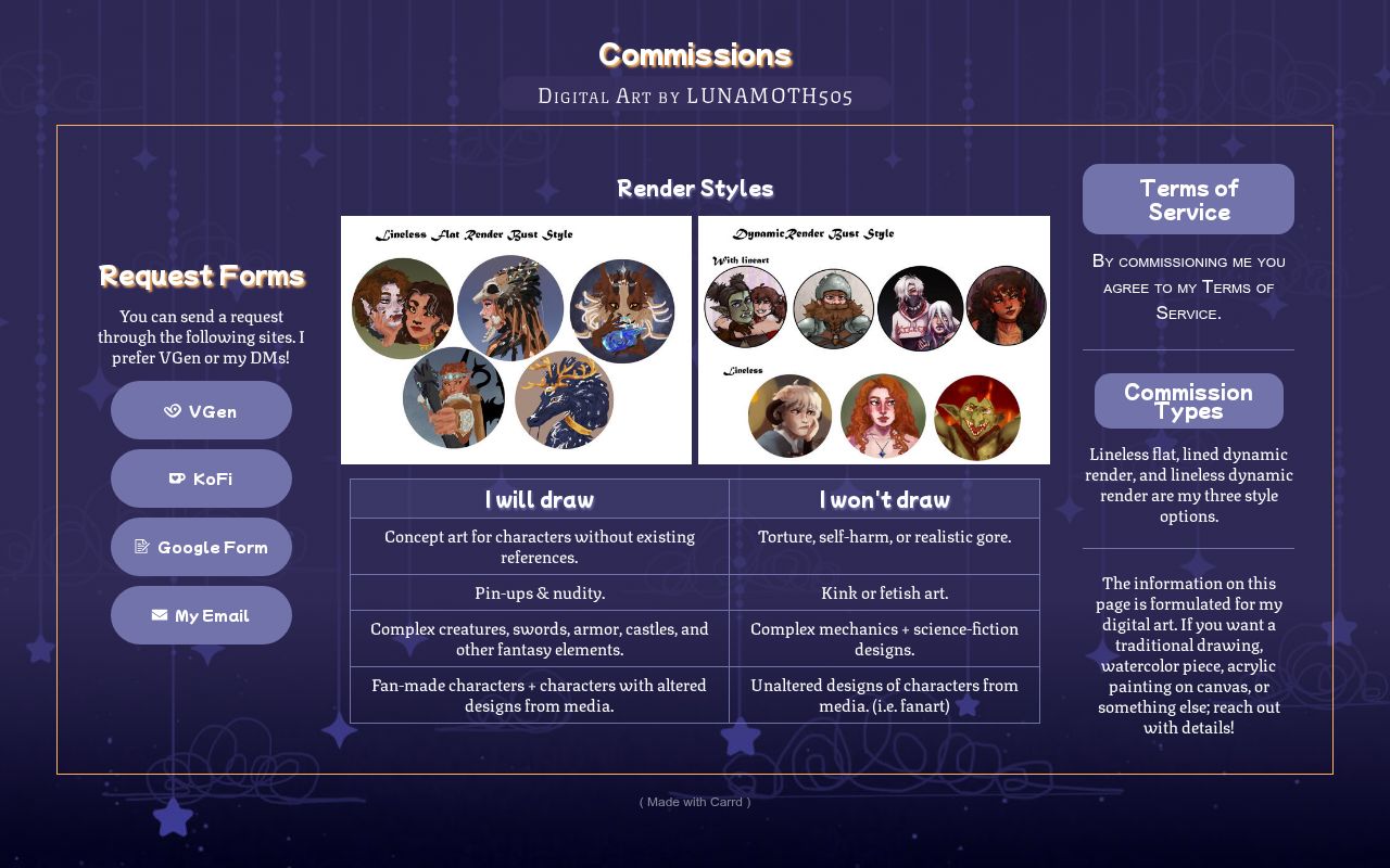 Art Commissions: lunamoth505